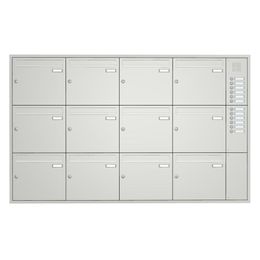 Renz ONZO 12er Unterputz-Briefkastenanlage in RAL 9007 mit Sprechsieb & Soft Close