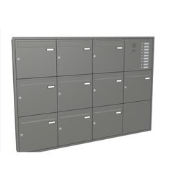 Huber 9er Unterputz-Briefkastenanlage in RAL 9007 mit Sprechsieb