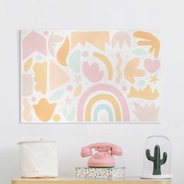 Bilderwelten Leinwandbild Abstrakt Kunstdruck pastell - Boho Abstrakte Formen - Wandbild XXL Kinderzimmer Baby M&auml;dchen Jungen