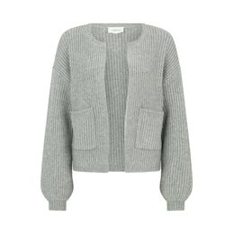 Cartoon Strick-Cardigan mit Taschen Damen Gr&ouml;&szlig;e XXL grau