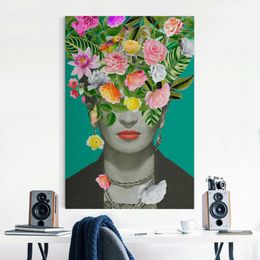 Bilderwelten Akustikbild Tiere gr&uuml;n Digital Art Schallschutzbild - Tropischer Blumenkopf - Schmetterlinge Wohnzimmer Schlafzimmer