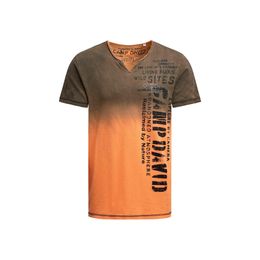 CAMP DAVID T-Shirt Herren Gr&ouml;&szlig;e XXL braunmeliert / orange / schwarz