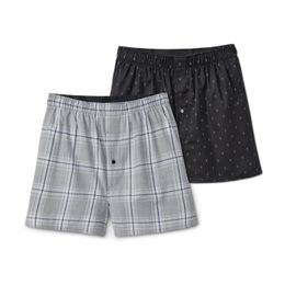 Tchibo - 2 Flanell-Boxershorts - Herren - Gr. S/4 - dunkelgrau/print