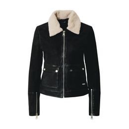 Maze Lederjacke Damen Gr&ouml;&szlig;e S beige / schwarz Sommerjacke
