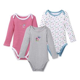 Tchibo - 3 Langarm-Bodys - Baby - Gr. 74/80 - wei&szlig;/gebl&uuml;mt