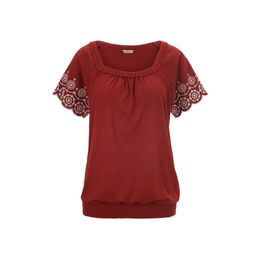 Tchibo - Shirt mit Lochstickerei - Damen - Gr. L - rostrot