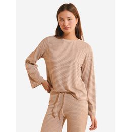 Etam Gestreiftes Pyjama-Sweatshirt 'BENO' Damen Gr&ouml;&szlig;e XL taupe