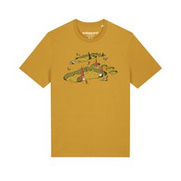 Watapparel Shirt 'Gnome Footprint' Herren Gr&ouml;&szlig;e M ocker / gr&uuml;n / rot / wei&szlig;