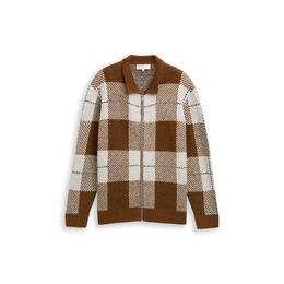 Tom Tailor Denim Knit Cardigan male size S Brown / Black / natural white