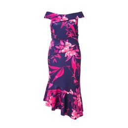 Ulla Popken Kleid Damen Gr&ouml;&szlig;e 48 nachtblau / pink Sommerkleid