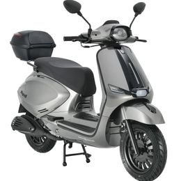 Alpha Motors Motorroller Napoli 50 ccm 45 km/h EURO 5 silber-schwarz inkl. Topcase