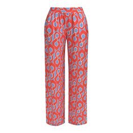 Milano Italy Gemusterte Schlupfhose Wide Leg Damen Gr&ouml;&szlig;e 48 rot