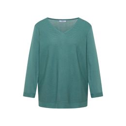 Cecil 3/4-Arm Pullover mit V-Neck und Strukturfront Damen Gr&ouml;&szlig;e L t&uuml;rkis
