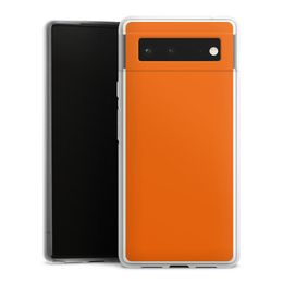 DeinDesign Google Pixel 6 Handy Silikon H&uuml;lle Case transparent Handyh&uuml;lle Orange Unicoloured Colour Silikon Case