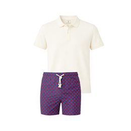 Gassa D'amante Badeshorts & Polo-Shirt 'Amalfi' Herren Gr&ouml;&szlig;e M beige / rot