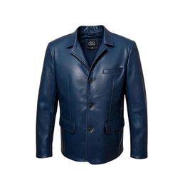 Be Noble Suit Jacket 'Leder-Sakko im Edel-Business Style' male size 56/58 Blue / Dark blue