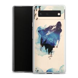 DeinDesign Google Pixel 6 Handy Silikon H&uuml;lle Case transparent Handyh&uuml;lle Graphic Wolf Illusion Silikon Case