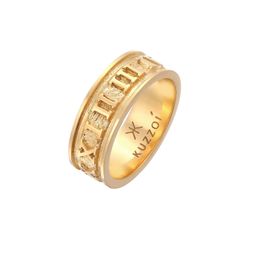 Kuzzoi Ring 'Zahlen' Herren Gr&ouml;&szlig;e 56 gold