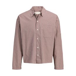 Jack & Jones JACK & JONES Button Up Shirt 'JORAUSTIN' male size XS Brown / White