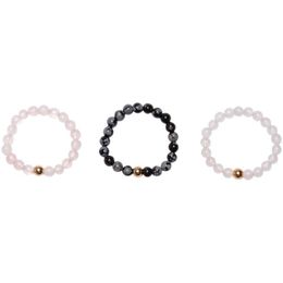 Firetti Ring-Set &raquo;Multipack Schmuck Geschenk Damenring Kugel Zugband Edelstein Farbstein&laquo; Made in Germany - mit Edelsteinen bunt 4 g, Messing, 3mm