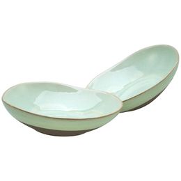 Creatable Schale &raquo;Basalt Bio, Pasta Bowl 2-tlg&laquo; 2 Stk. aus Steinzeug Organische Form, Jedes Teil ein Unikat gr&uuml;n Steinzeug &Oslash; 22,5cm