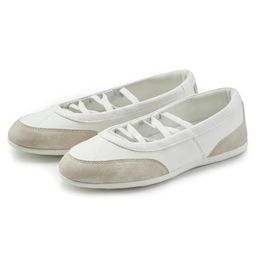 Lascana Damen Lascana Ballerina &raquo;Freizeitschuh, Slipper, Halbschuh, Slip-On-Sneaker, Ballerina&laquo; zum Reinschl&uuml;pfen mit elastischen B&auml;ndern VEGAN beige 