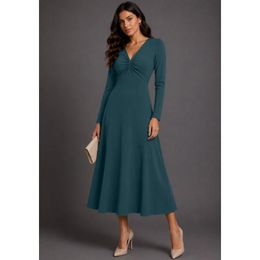 Laura Scott Damen Abendkleid aus weicher Stretchware, figurbetonte Passform, wadenlang gr&uuml;n 36, N-Gr