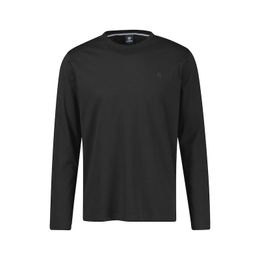 Lerros Herren Lerros Langarmshirt Rundhals / Unifarben schwarz L