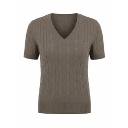 Arach&cloz Shirt 'Kurzarmpullover Damen Pullover Wollmischung Kurzarm V Ausschnitt' Damen Gr&ouml;&szlig;e XL braun