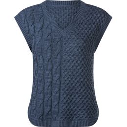 CR&Eacute;ATION L Damen Pullunder mit Rauten- und Zopfmuster rauchblau Gr&ouml;&szlig;e 54