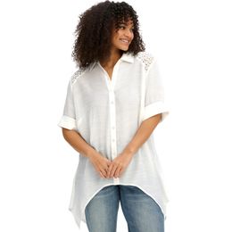 sheego by Joe Browns Damen Spitzenbluse mit Zipfelsaum wei&szlig; Gr&ouml;&szlig;e 40