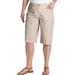 sheego Damen Bermudas mit Minimalprint elfenbein-bleu-bedruckt Gr&ouml;&szlig;e 44