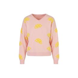 Kleinigkeit Pullover 'Fruity' Damen Gr&ouml;&szlig;e M gelb / pink