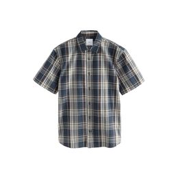 next Button Up Shirt male size 5XL Navy / Dark brown / White