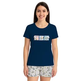 Snoopy & Die Peanuts Short Pajama Set 'Friends Cuddle Fun' female size XL Navy