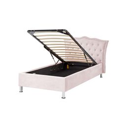 Beliani Einzelbett METZ in Rosa/Silber - (W) 126 x (H) 102 x (L) 217 cm | Gr.: onesize