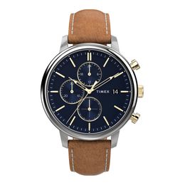 Timex Analog Watch 'Chicago City' male size One size Champagne / Night blue / Caramel / Silver
