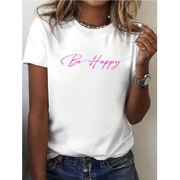 RMK T-Shirt Be Happy in WEISS-Lila | Gr.: S
