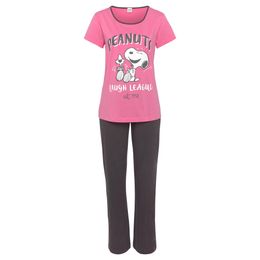 PEANUTS Pyjama Damen Gr&ouml;&szlig;e L/XL pitaya / schwarz / wei&szlig; Sommerkleid