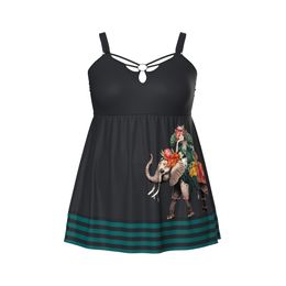 Ulla Popken Badeanzugkleid Damen Gr&ouml;&szlig;e 8XL braun / gr&uuml;n / schwarz