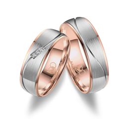 Marrya Ring 'MARRYA ES-21 Ehering aus Edelstahl - Silberfarben & Ros&eacute;' Damen Gr&ouml;&szlig;e 64 silbergrau