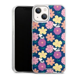 DeinDesign iPhone 13 Mini Handy Slim Case Silikon Handyh&uuml;lle transparent H&uuml;lle extra d&uuml;nn Muster Snoopy Flowers Silikon Slim Case