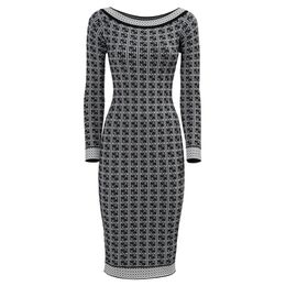Influencer Knitted dress female size M Grey / Black / White