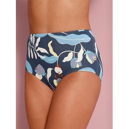 WITT Damen Taillenslip im 3er-Pack, Baumwoll-Qualit&auml;t, dunkelblau-bedruckt + aqua + champagner, Gr&ouml;&szlig;e 56/58