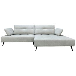 Stylife Ecksofa, Greige, Metall, 2-Sitzer, F&uuml;llung: Polyetherschaumkern,Hohlfaser, Ottomane rechts, L-Form, 284x188 cm, ISO 9001, Fsc, Reach, Bsci, Carb2, CE, R&uuml;cken echt, Armteil links, rechts, Wohnzimmer, Sofas & Couches, Wohnlandschaften, Ecksofas