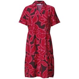 Street One Knielanges Kleid mit Kurzarm und Print Damen Gr&ouml;&szlig;e 38 rot Sommerkleid