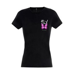 RMK Shirt 'Rundhalsausschnitt Butterfly' Damen Gr&ouml;&szlig;e S schwarzmeliert