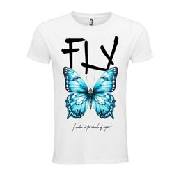 RMK Shirt 'Rundhalsausschnitt Butterfly' Damen Gr&ouml;&szlig;e XS wei&szlig;