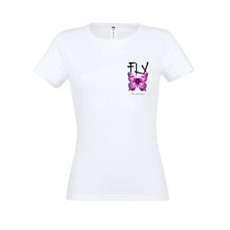 RMK Shirt 'Rundhalsausschnitt Butterfly' Damen Gr&ouml;&szlig;e XS offwhite