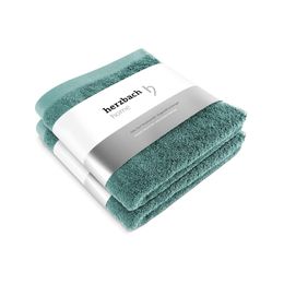 Herzbach Home Handt&uuml;cher Pura im 2er Set, Fl&auml;chengewicht 550 gsm Herren Gr&ouml;&szlig;e 50x100 cm gr&uuml;n